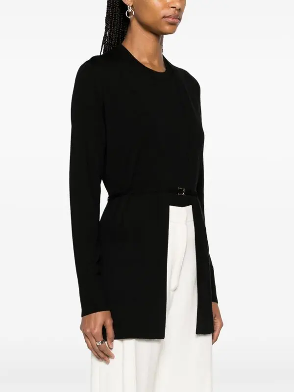 Chloé Wool Cardigan With Belt - Black