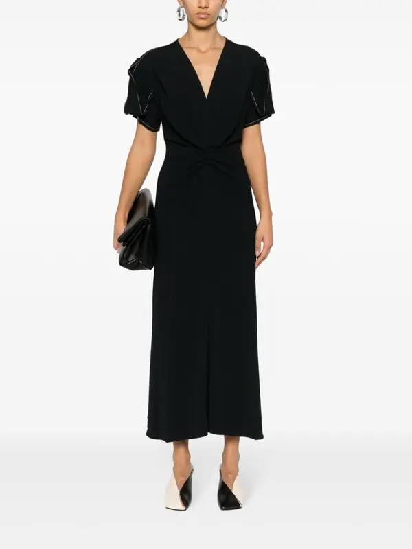 Victoria Beckham Gathered-detail Crepe Dress - Black