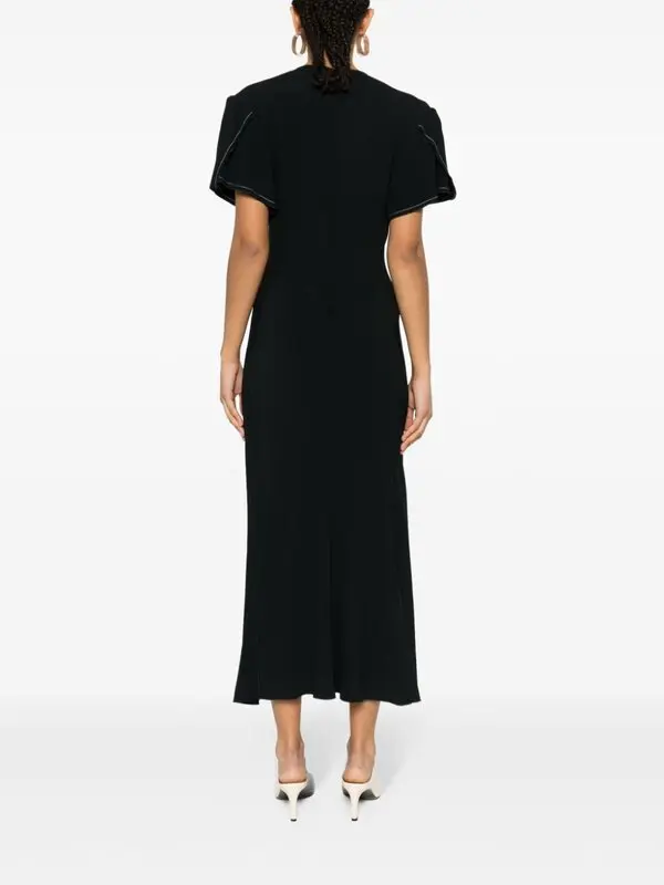 Victoria Beckham Gathered-detail Crepe Dress - Black