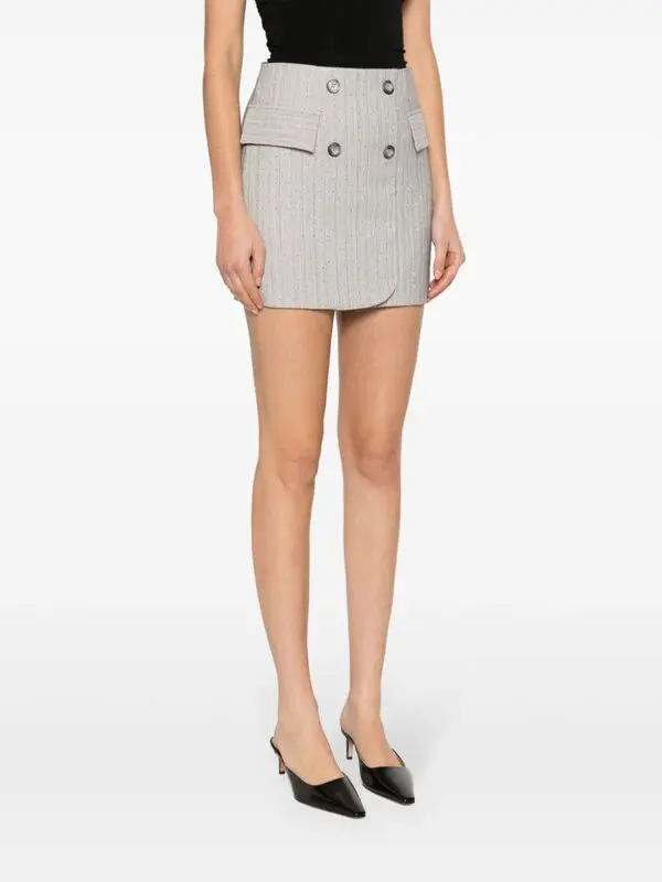 NISSA Crystal-embellished Pinstripe Miniskirt