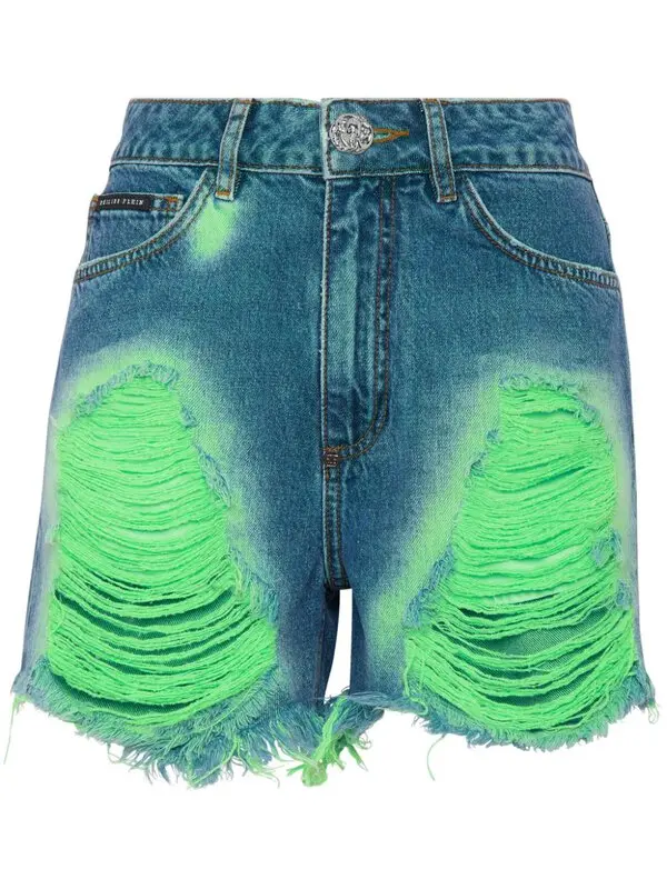 Philipp Plein Tie-dye Denim Shorts