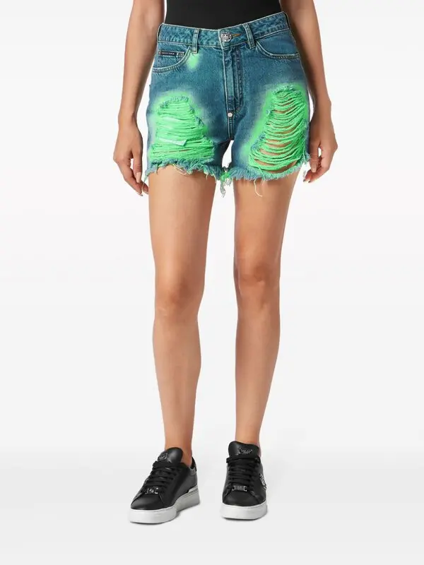 Philipp Plein Tie-dye Denim Shorts