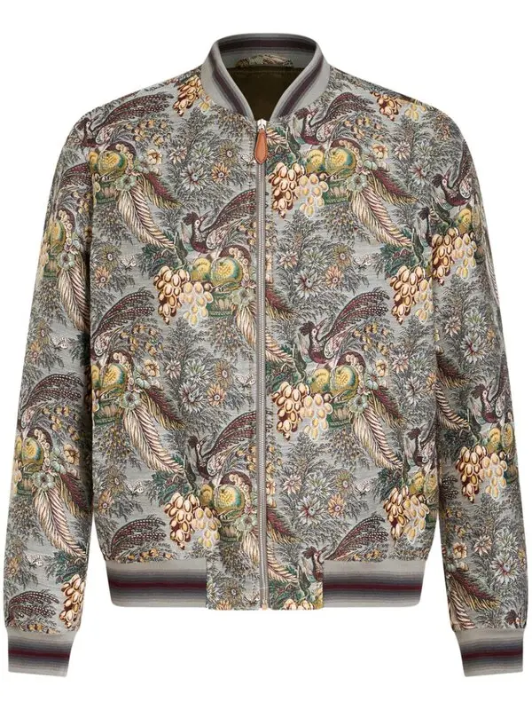Etro Patterned Jacquard Bomber Jacket - Green