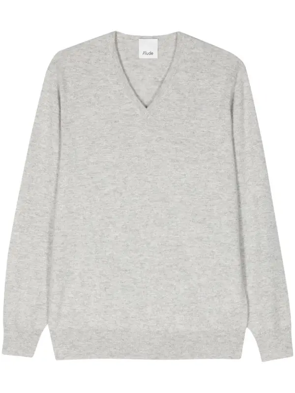 ALLUDE V-neck Cashmere Jumper - Grey