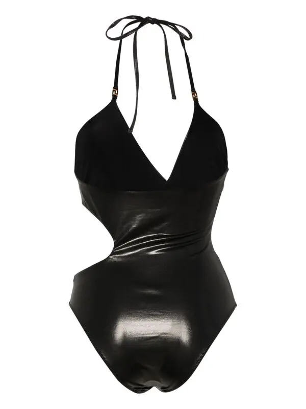Versace Greca Cut-out Halterneck Swimsuit