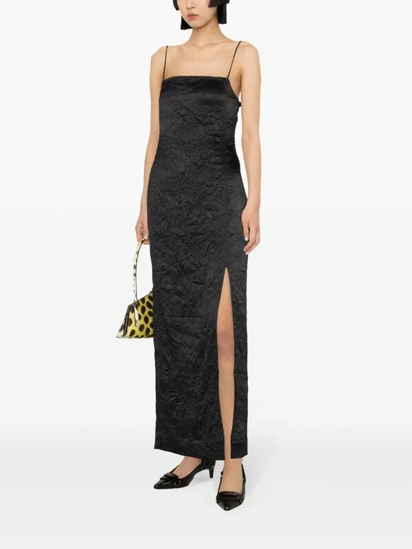 ganni crinkled satin maxi dress Ganni