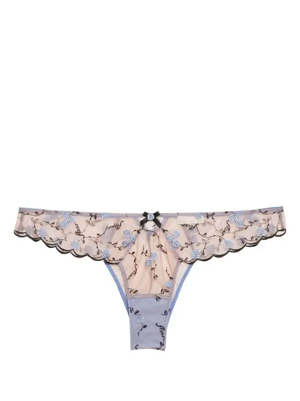 FLEUR DU MAL Rose And Vine Embroidered Cheeky Briefs