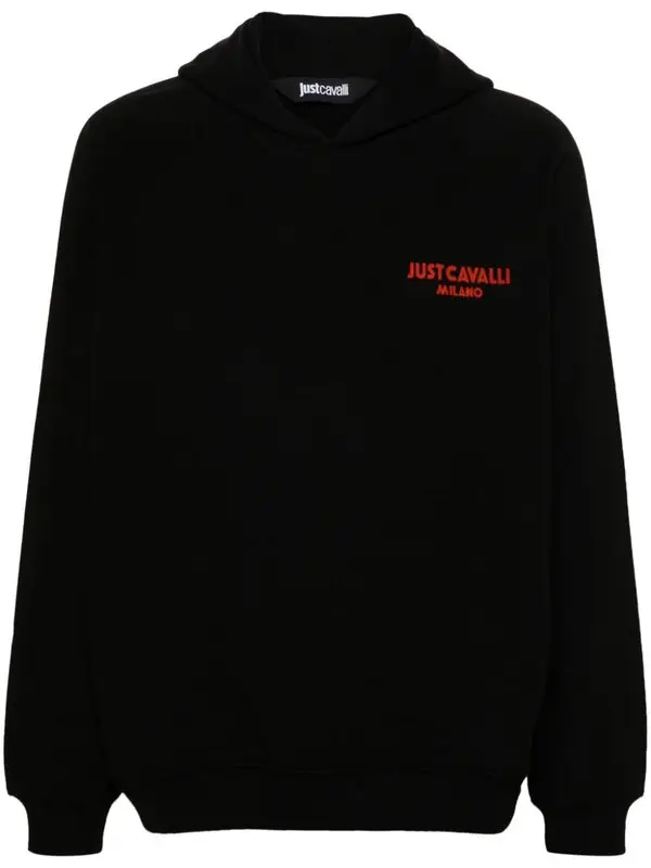 Just Cavalli Flocked-logo Cotton Hoodie