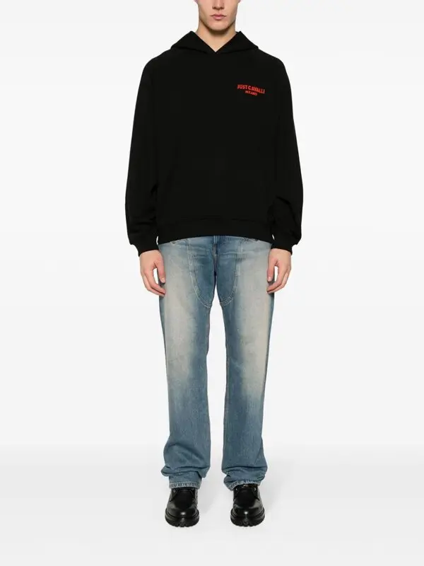 Just Cavalli Flocked-logo Cotton Hoodie