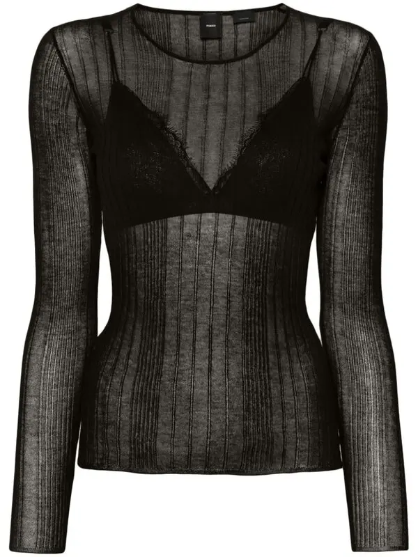 Pinko Semi-sheer Knitted Top - Black