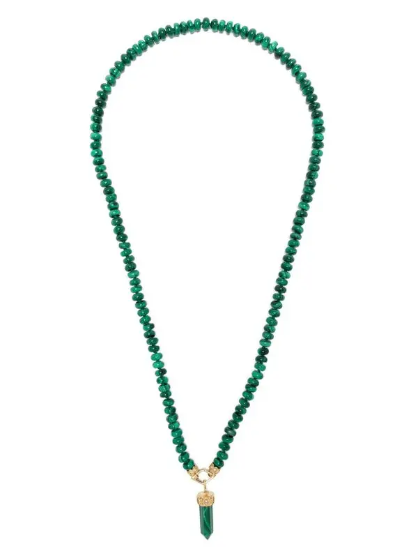 SYDNEY EVAN 14kt Yellow Gold Malachite Beaded Pendant Necklace - Green
