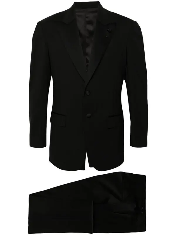 LARDINI Single-breasted Wool Blend Suit - Black