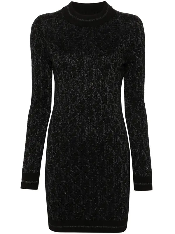 Palm Angels Monogram-jacquard Mini Dress - Black