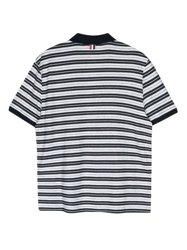 Thom Browne Logo-patch Striped Polo Shirt