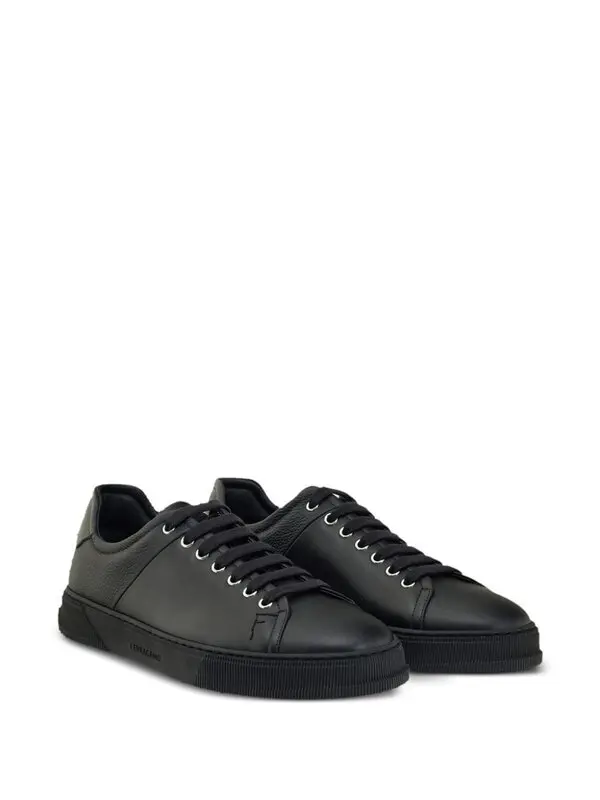 FERRAGAMO Panelled Leather Sneakers - Black