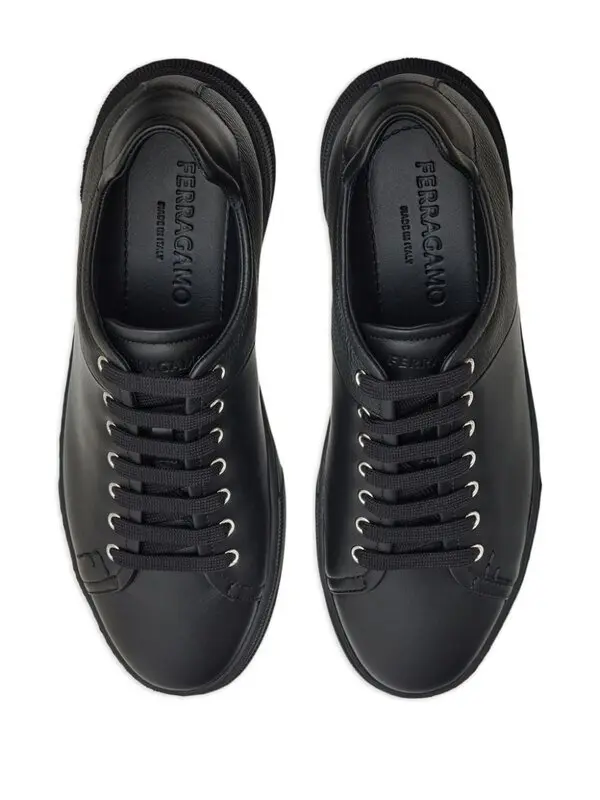 FERRAGAMO Panelled Leather Sneakers - Black