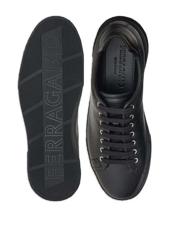 FERRAGAMO Panelled Leather Sneakers - Black