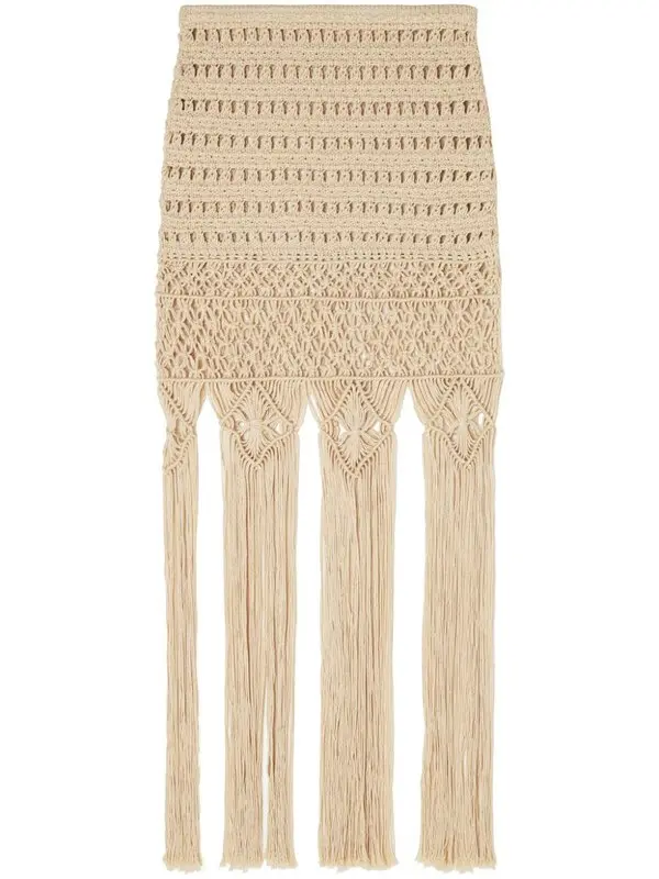 Alanui Crochet Maxi Skirt - Neutrals