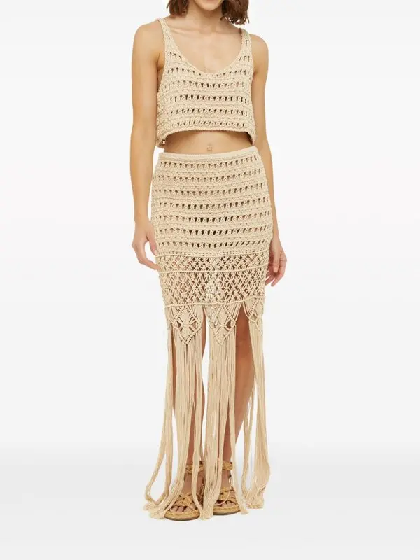Alanui Crochet Maxi Skirt - Neutrals
