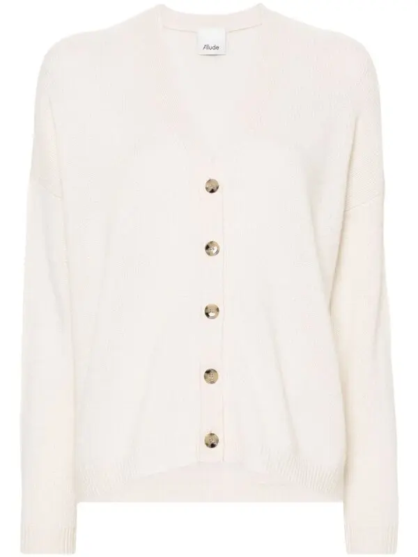 ALLUDE Fine-knit Cashmere Cardigan - Neutrals