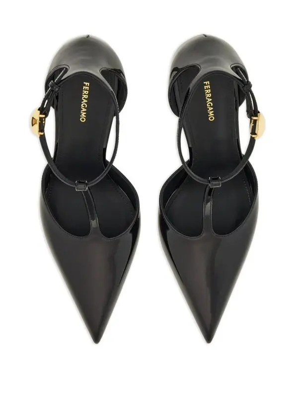 FERRAGAMO T-strap 85mm Patent Leather Pumps