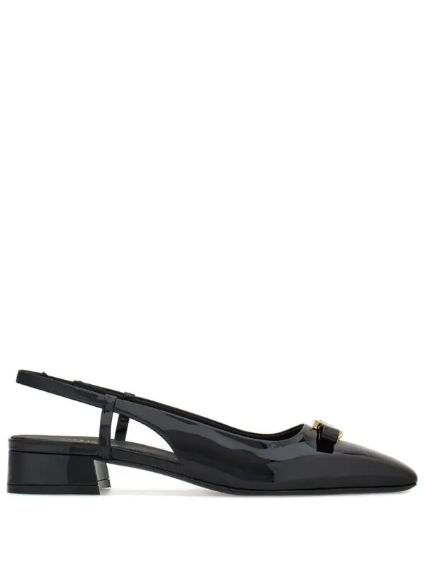 FERRAGAMO Bow-detail Leather Pumps - Black