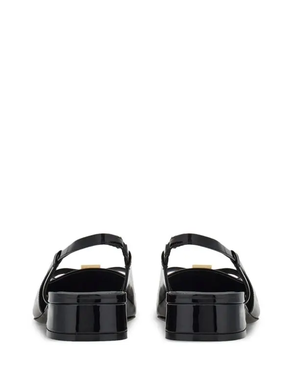 FERRAGAMO Bow-detail Leather Slingback Pumps - Black