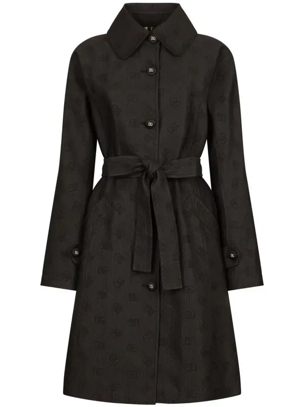 Dolce & Gabbana Logo-jacquard Belted Trench Coat