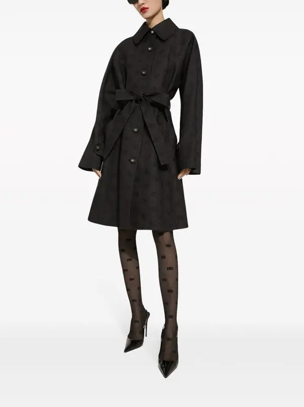 Dolce & Gabbana Logo-jacquard Belted Trench Coat