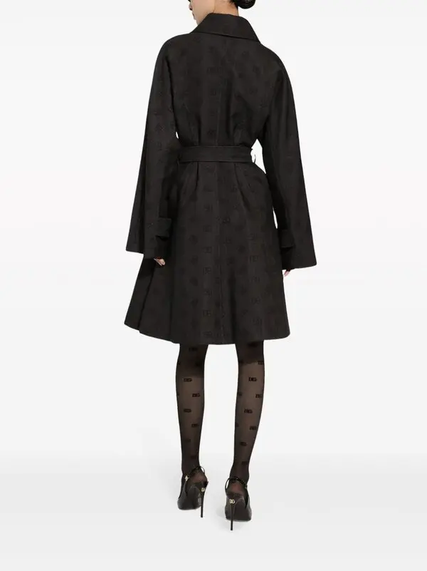 Dolce & Gabbana Logo-jacquard Belted Trench Coat