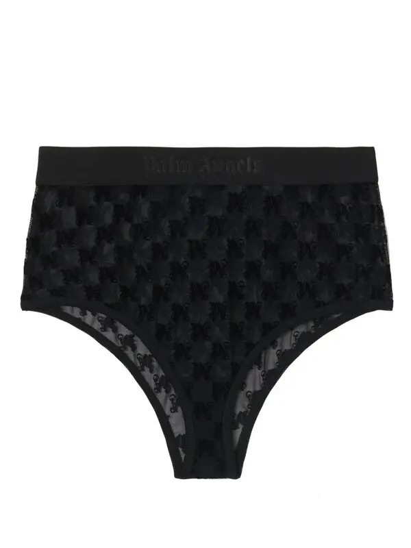 Palm Angels Monogram-motif Lace Briefs - Black