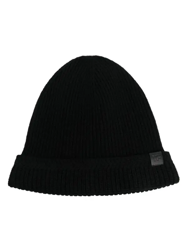 TOM FORD Logo-patch Beanie - Black