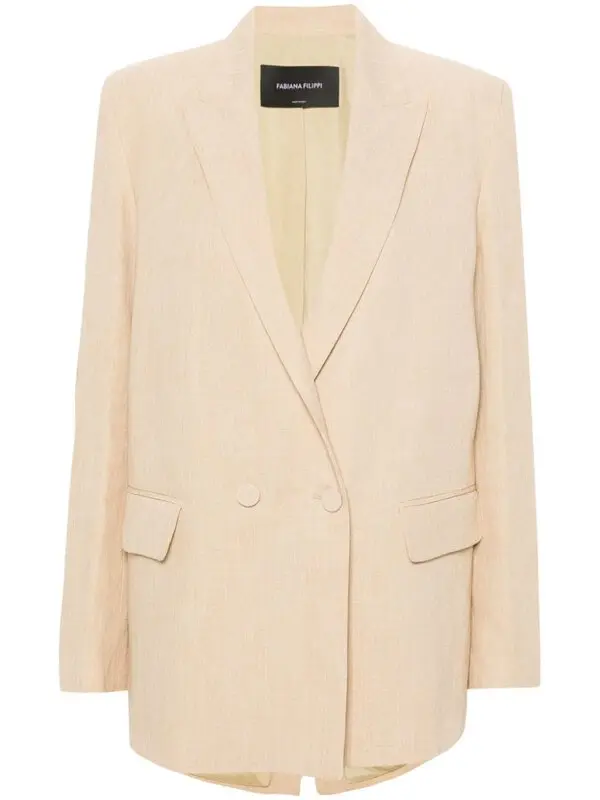 Fabiana Filippi Double-breasted Linen-blend Blazer - Neutrals