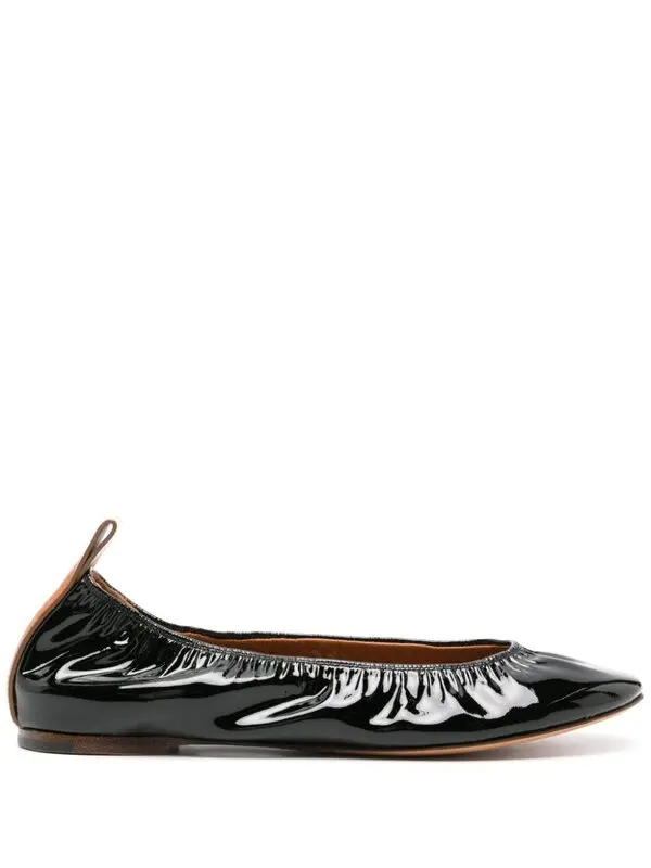 LANVIN Patent Leather Ballerina Shoes - Black