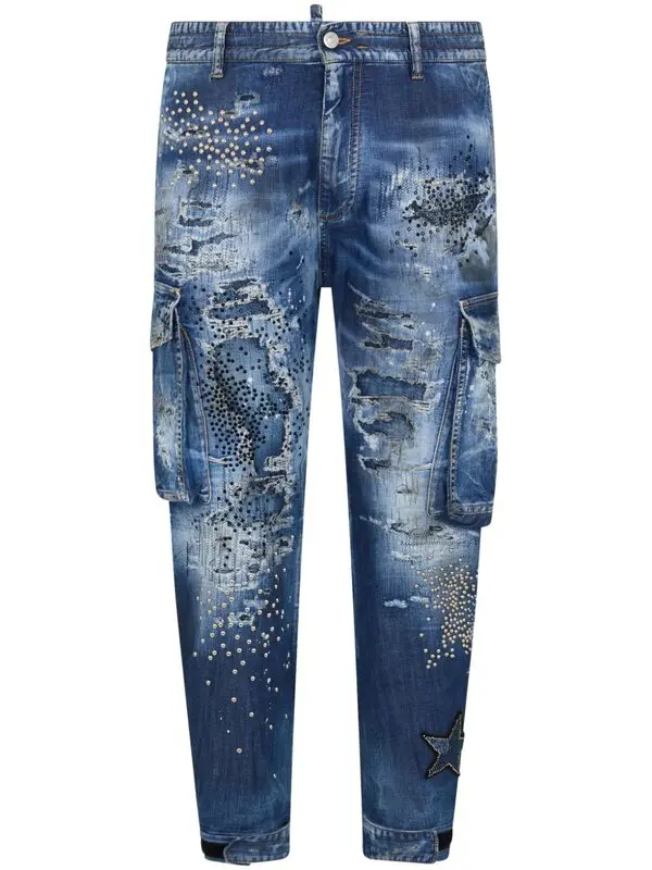 Dsquared2 Embellished Cargo Jeans - Blue