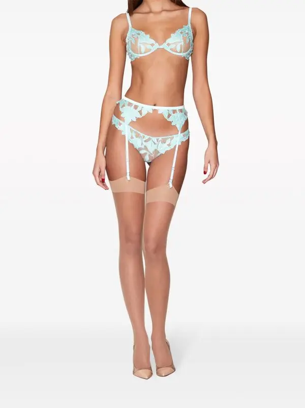 FLEUR DU MAL Lily Embroidered Garter Belt