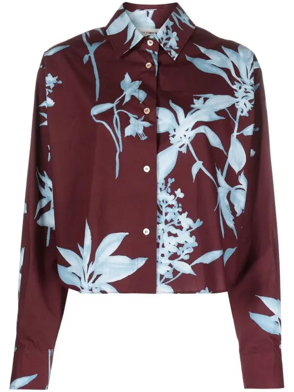 FORTE_FORTE Floral-print Cotton Shirt - Brown