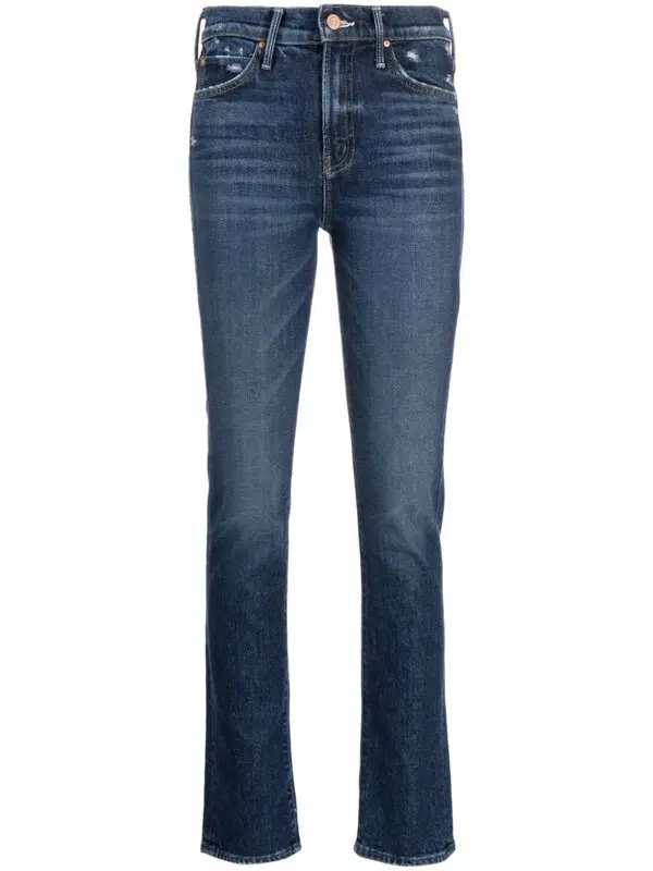 MOTHER The Rascal Logo-tag Skinny Jeans - Blue