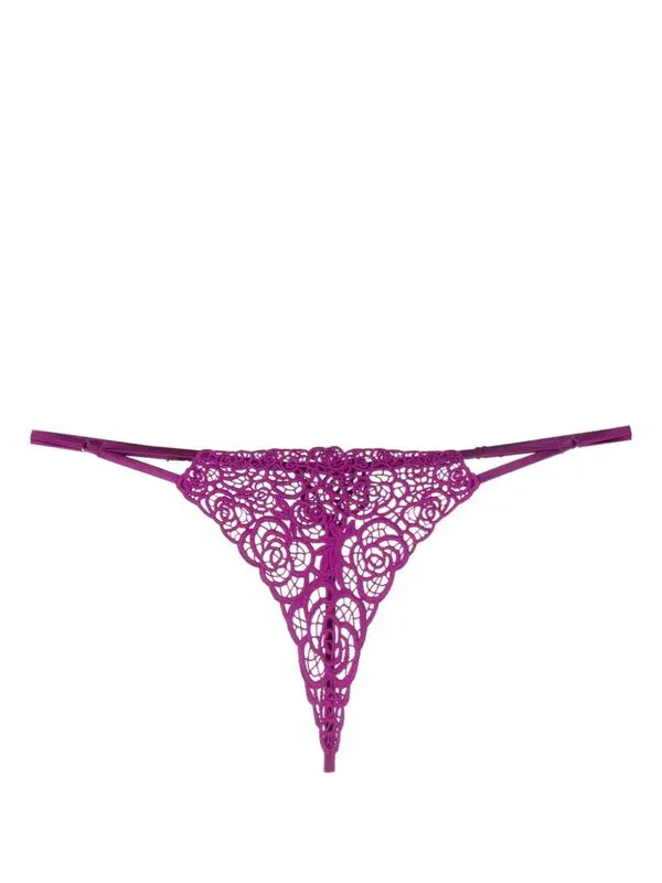 Fleur Du Mal Fleur Guipure V-string - Purple