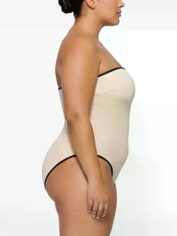 TOTEME Striped-edge Strapless Swimsuit - Neutrals