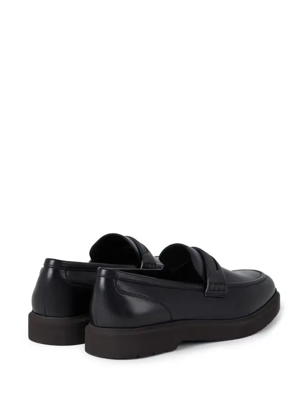 Brunello Cucinelli Monili-embellished Leather Loafers - Black