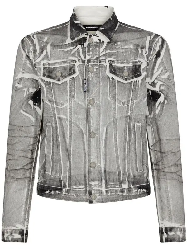 Dsquared2 Cracked-effect Denim Jacket - Grey