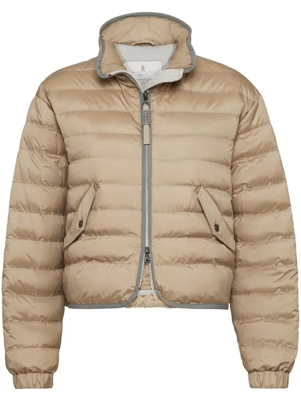 Brunello Cucinelli Stand-up Collar Quilted Puffer Jacket - Neutrals