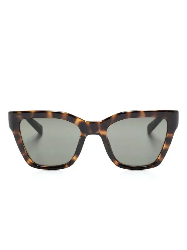 Saint Laurent Logo-engraved Square-frame Sunglasses - Brown