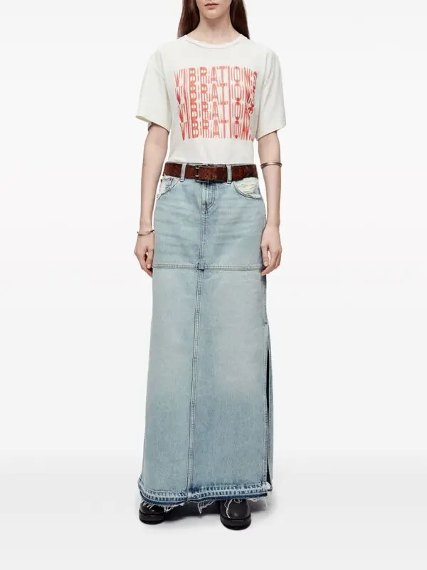 RE/DONE Side-slit Denim Maxi Skirt - Blue