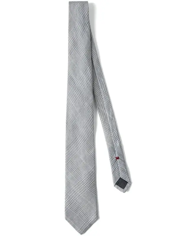 Brunello Cucinelli Check-pattern Neck Tie - Grey