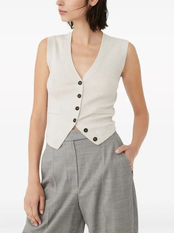 Brunello Cucinelli V-neck Fine-ribbed Vest
