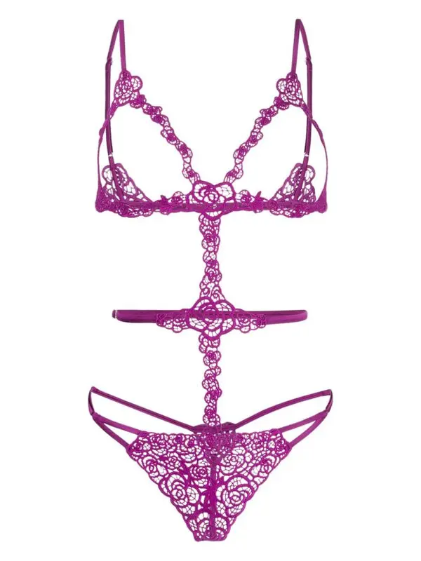 Fleur Du Mal Fleur Guipure Bodysuit - Purple