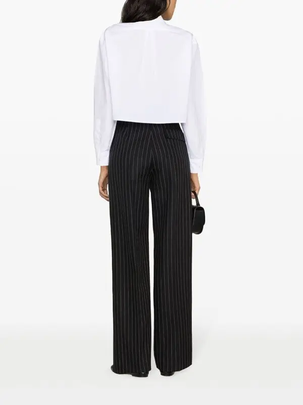 Sandro Cropped Poplin Cotton Shirt With Double S Embroidery - White