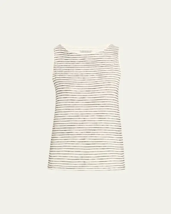 Majestic Filatures Stretch Linen Stripe Tank Top